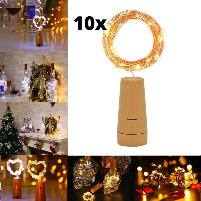 Kit Com 10 Rolhas De Led Luz Fio Fada Garrafa 2m 20 Leds vinho ...
