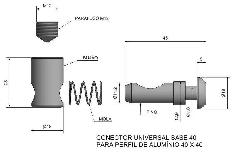 Kit Com 10 Un Conector Universal Para Perfil Base 40 - 5F Systems ...