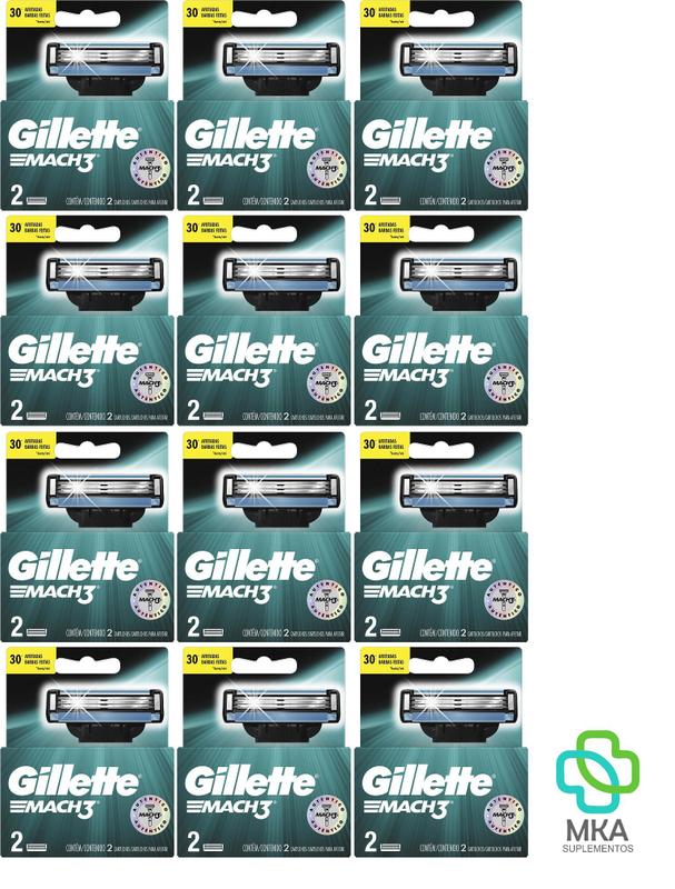 Kit Com 12 Carga Gillette Mach3 24 Unidades Gillette - Gillette Do ...