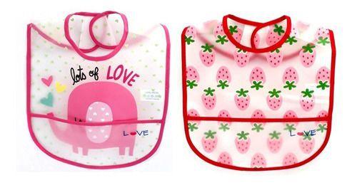 Kit Com 2 Babadores Impermeáveis - Love - Elefante E Morango - Babador ...