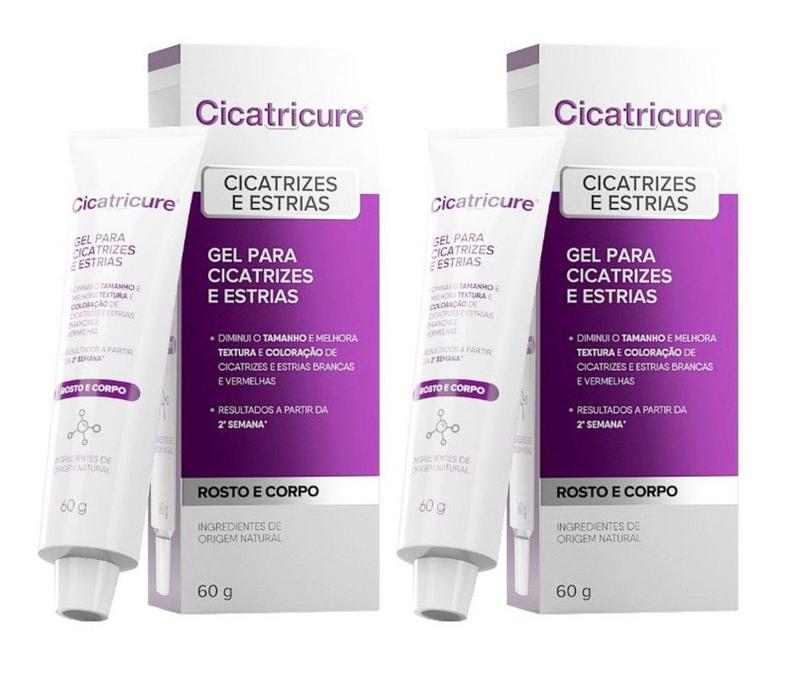 Kit com 2 Cicatricure Gel Para Cicatrizes e Estrias 60g - Genomma Lab ...