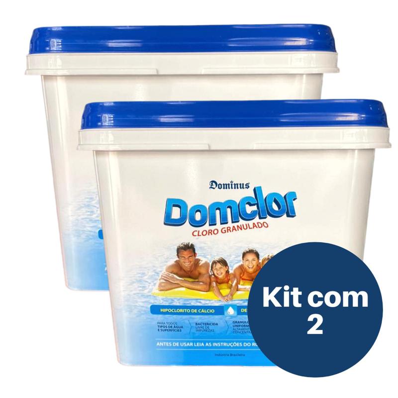 Kit com 2 Cloros Granulados Domclor 3kg Piscina Balde Hipoclorito - Balde de Limpeza - Magazine ...
