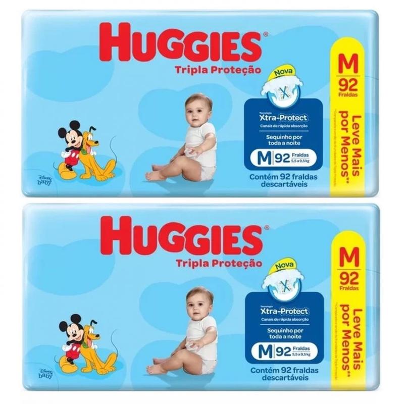 Kit com 2 - Fralda Huggies Tripla Protecao Hiper M com 92 Unidades ...