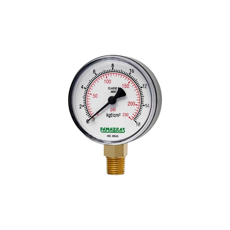 Kit Com 2 Manômetro Medidor De Pressão Do Gás 7Kg x 100PSI - Famabras ...