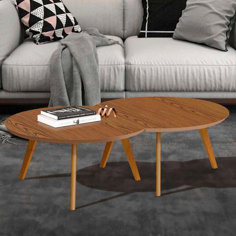 Kit Com 2 Mesas De Centro Com Pés Em Madeira Maciça Freijó Daenerys ...