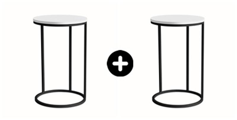 Kit com 2 mesas kira (lateral) - preta com tampo branco - NAURA DESIGN ...