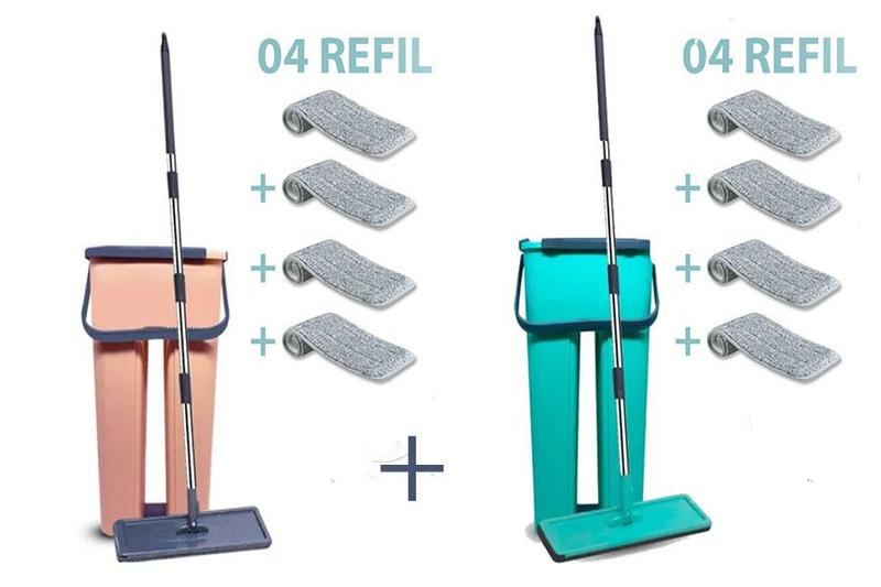 KIT com 2 Mop Flat Duplo Balde Multiuso Rodo Esfregao Limpa e Seca ...
