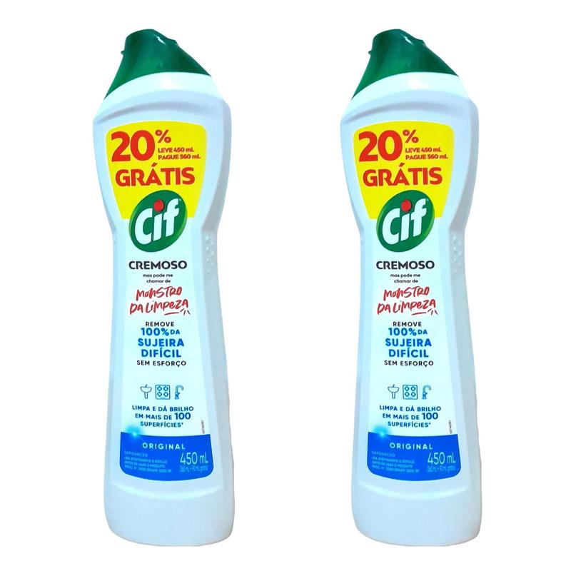 Kit com 2 multiuso cremoso cif 450 ml limpeza profunda - Limpador ...
