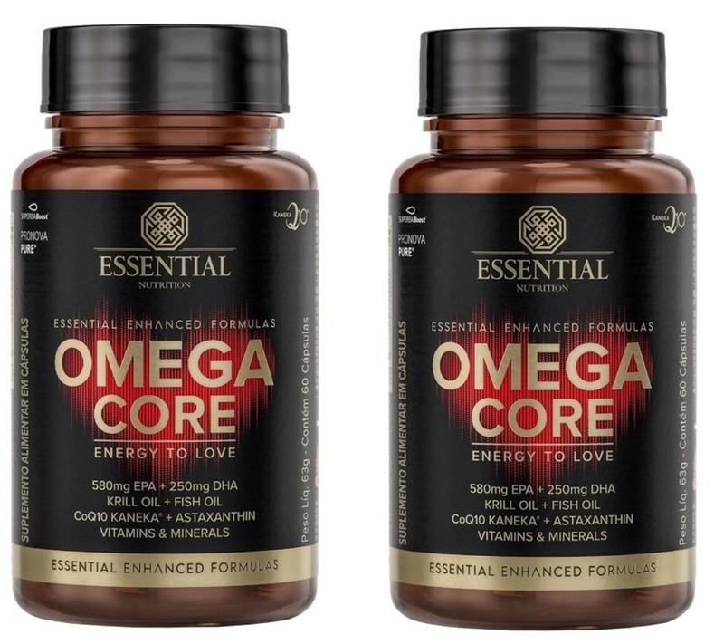 Kit com 2 Ômega Core 60 cápsulas Essential Nutrition - Ômega 3 / Óleo ...