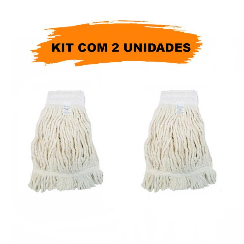 kit com 2 Refil Mop Úmido Algodão Ponta Dobrada Bralimpia Limpeza 320 ...