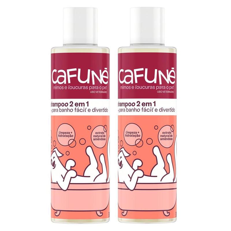 Kit com 2 Shampoos 2 em 1 Cafuné Uso Veterinário Amêndoas 300ml ...