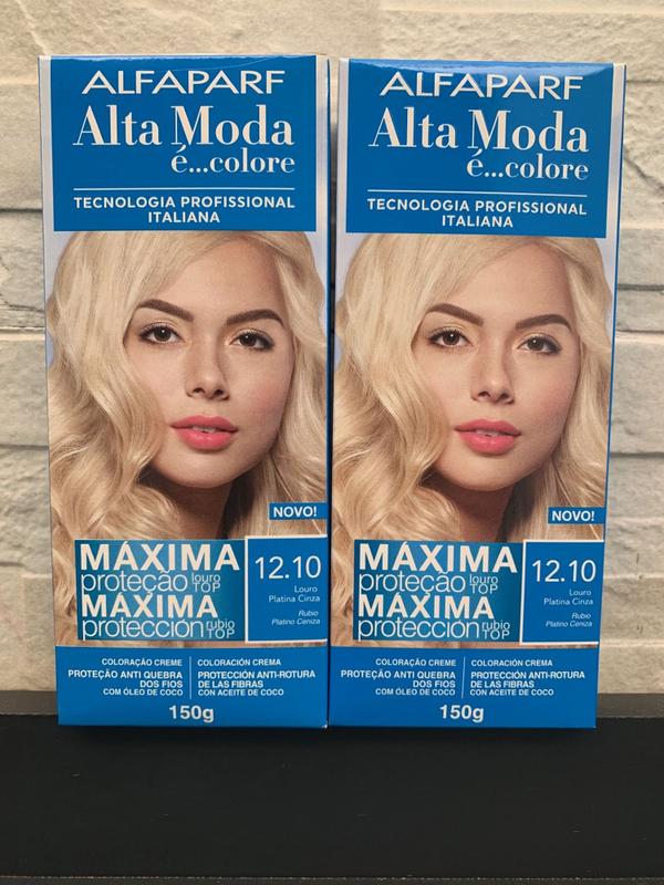Kit com 2 - Tinta para cabelo Alta Moda Cor 12.10 Louro Platina Cinza ...
