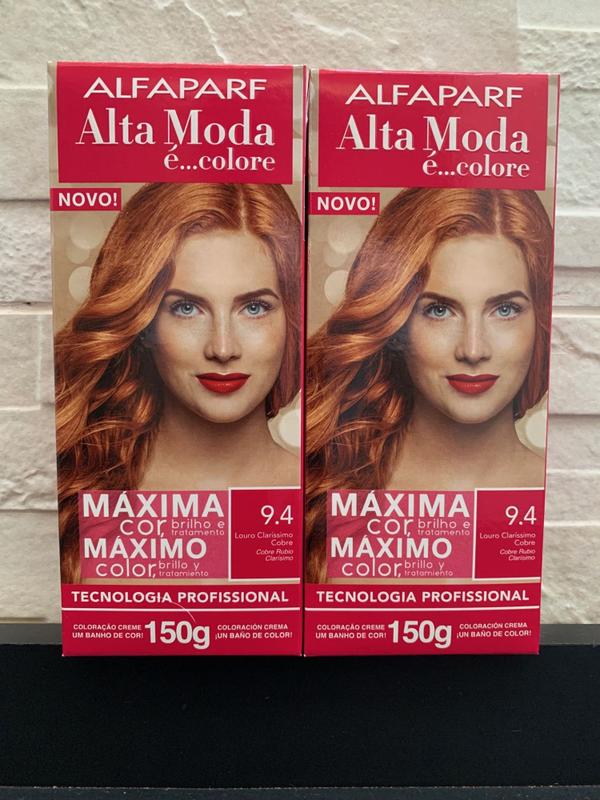 Kit com 2 - Tinta para cabelo Alta Moda Cor 9.4 Louro Clarissimo Cobre ...
