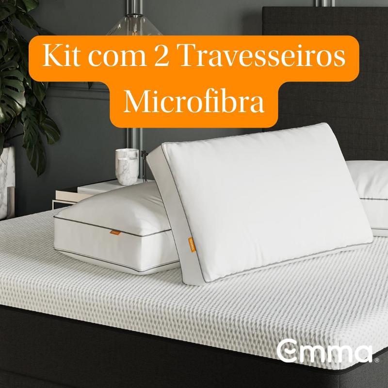 Kit com 2 Travesseiros de Microfibra Ajustáveis Emma - Travesseiros - Magazine Luiza