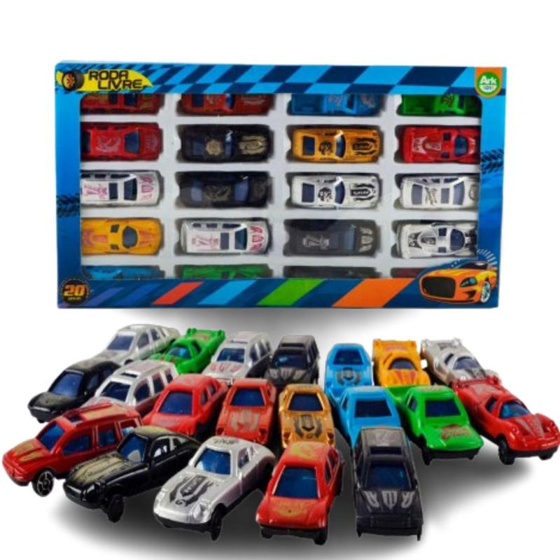 Kit Com 20 Carrinhos Coloridos Coleção Carros De Brinquedo - Roda Livre ...