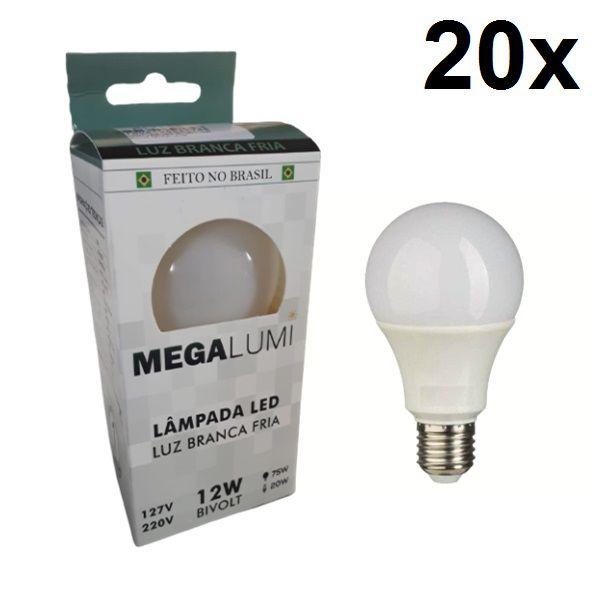 Kit com 20 Lâmpada Bulbo Led 12w 6500k Bivolt Mega Lumi - Lâmpada de ...