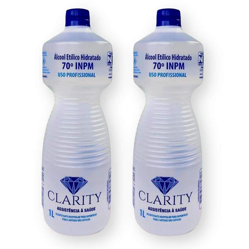 Kit com 2un Álcool Etílico Hidratado 70% INPM Bactericida Clarity - 1 ...