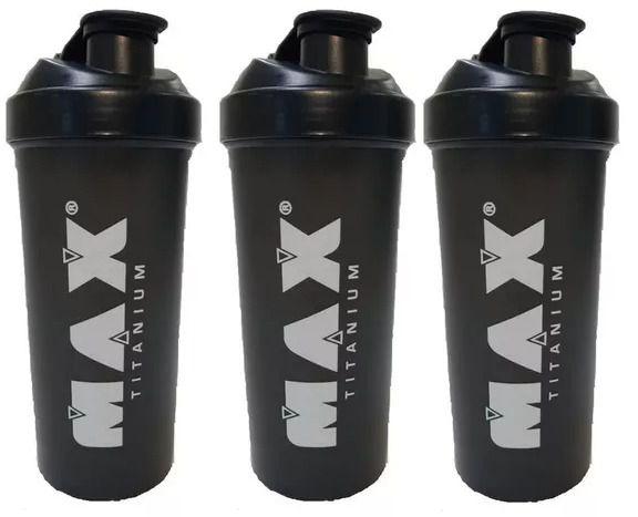 Kit com 3 coqueteleiras shakeiras max titanium preta 600ml - Shakeira ...