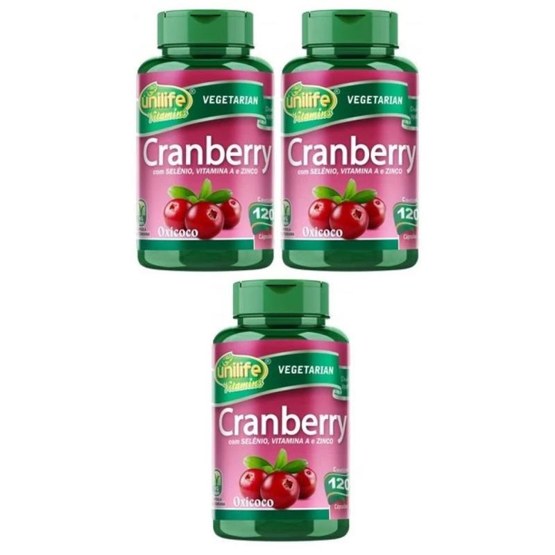 Kit com 3 - Cranberry 500mg 120 Capsulas Unilife - Multivitamínico / Polivitamínico - Magazine Luiza