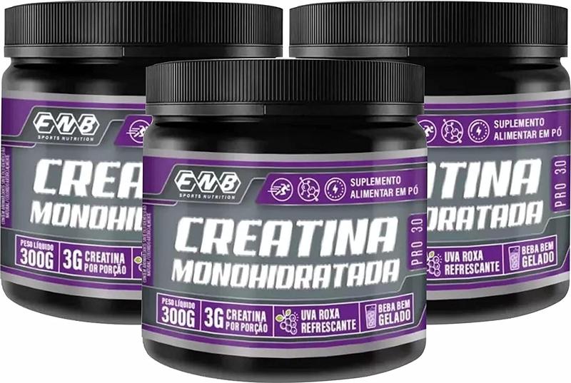 Kit Com 3 Creatina Monohidratada 300g 3 0 Sabor Uva Fnb Flora Nativa