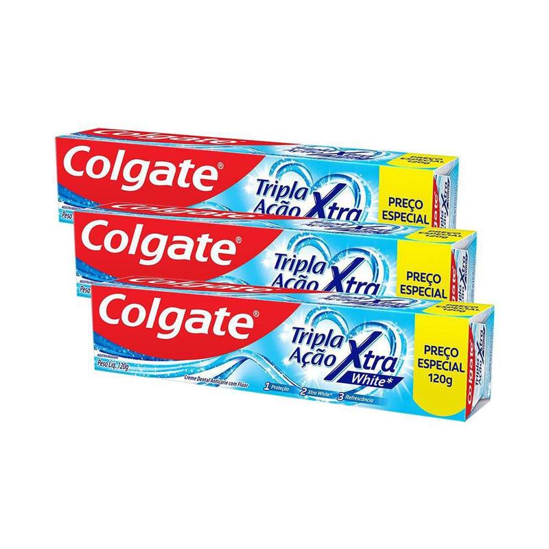 Kit com 3 Creme Dental Colgate Xtra White 120g cada - Creme e Gel ...