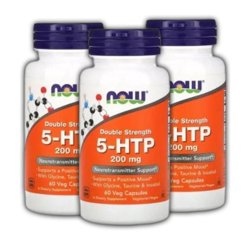 Kit com 3 Double Strength 5-HTP 200mg, 60 Cápsulas, NOW Foods ...