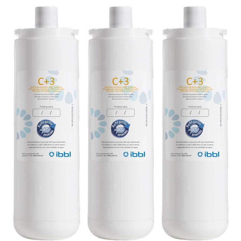 Kit com 3 Filtros Refil IBBL C+3 para Purificadores de Água (Original ...