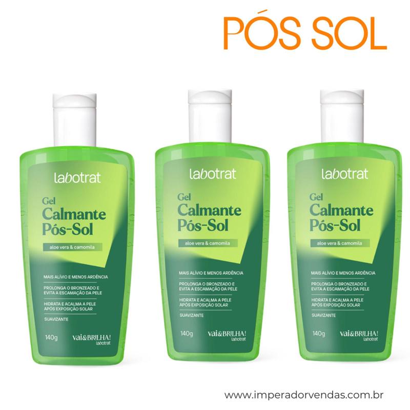 Kit Com 3 Gel Calmante Pós-Sol Labotrat Vai & Brilha 140ml Aloe Vera e ...