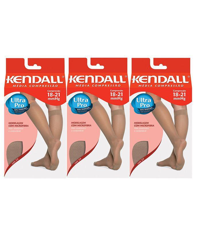 Kit com 3 Meias Kendall 3/4 Média Compressão (18-20 mmHg) - 1671 Mel ...