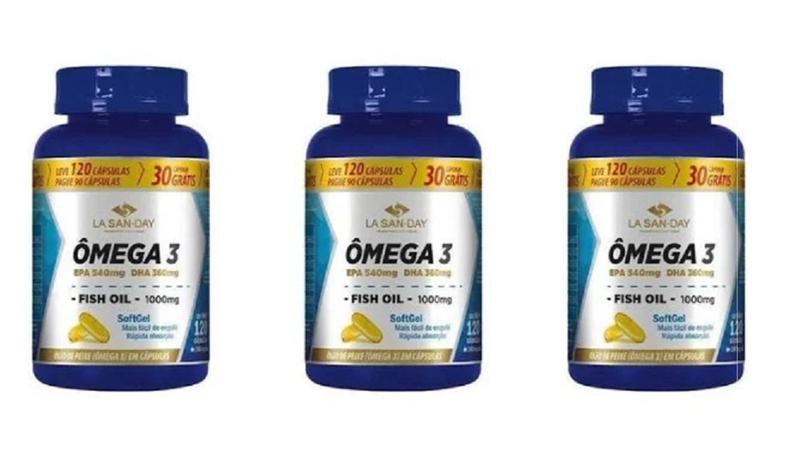 Kit com 3 Ômega 3 1000Mg 120Caps - La San Day - Ômega 3 / Óleo de Peixe ...