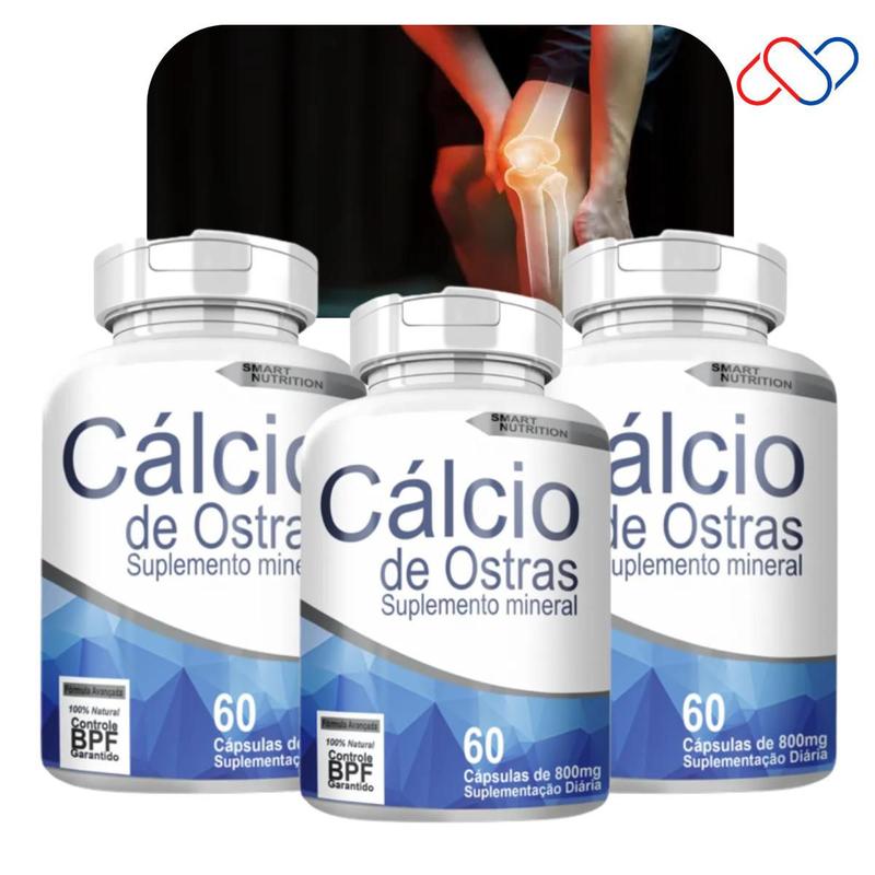 Kit com 3 Potes Cálcio De Ostras 800mg 180 Cápsulas - 4Elementos ...