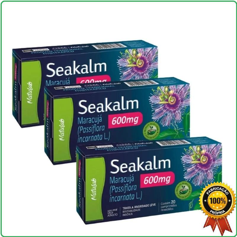 Kit Com 3 Seakalm 600Mg 20Cps Calmante Natural - Natulab - Passiflora ...