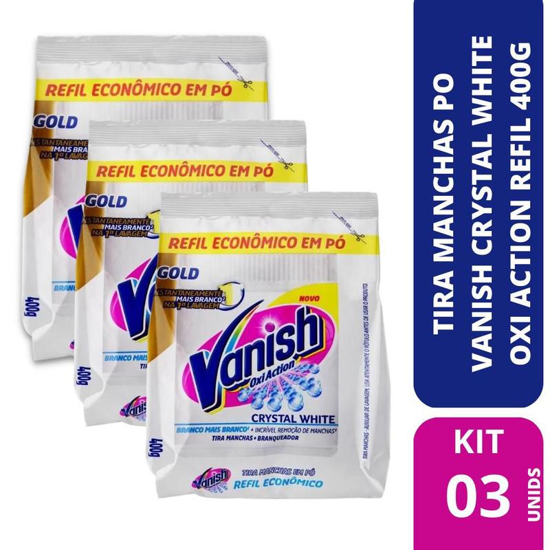 Kit Com 3 Tira Manchas Pó Vanish Crystal White Refil 400G - Tira ...