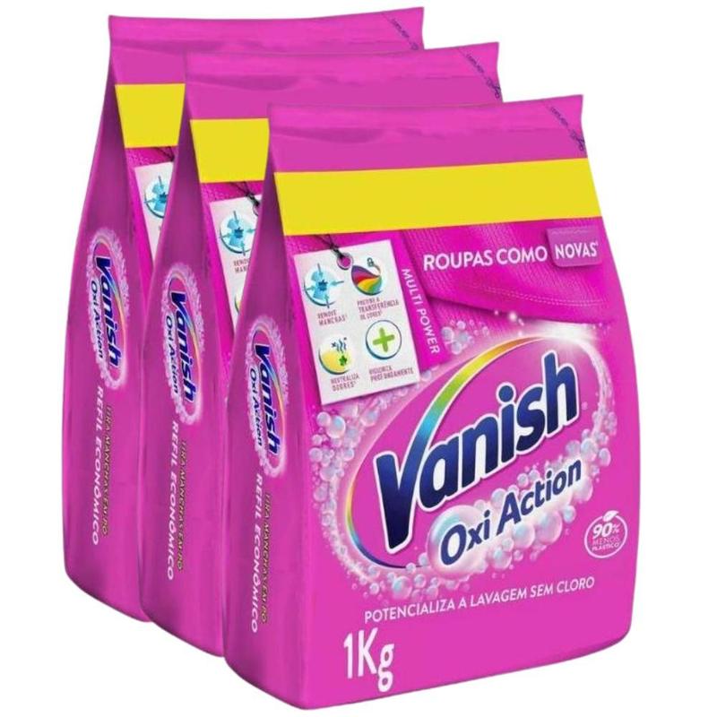 Kit com 3 Vanish Oxi Action Multi Power em Pó Refil 1Kg - Tira Manchas - Magazine Luiza