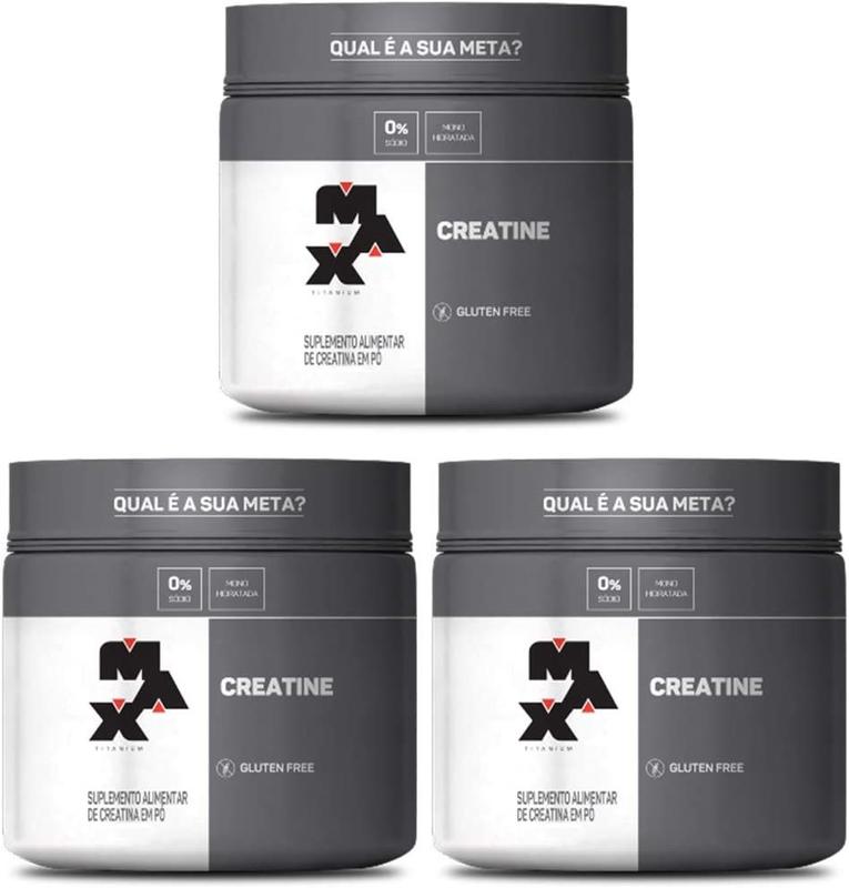 Kit com 3 x creatine creatina monohidratada pote 300g - max titanium ...