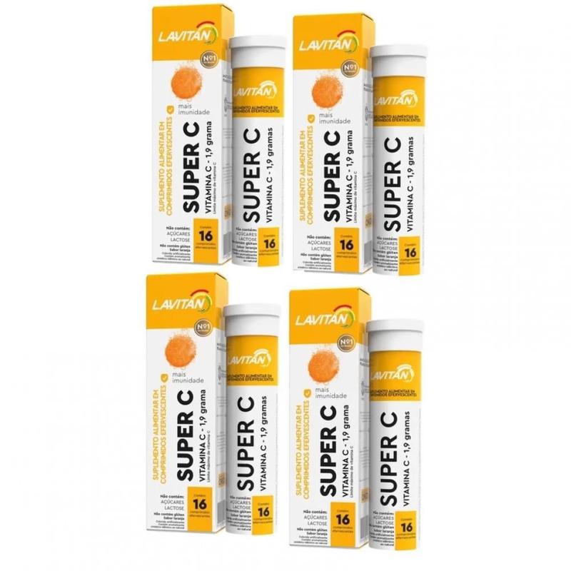Kit com 4 - Lavitan Super C 1,9 Grama Cimed com 16 Comprimidos Eferves ...