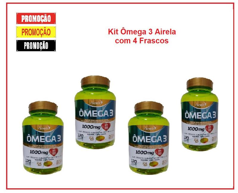 Kit Com 4 Ômega 3 1000mg 120 caps - Airela - Airela - Ômega 3 / Óleo de Peixe - Magazine Luiza
