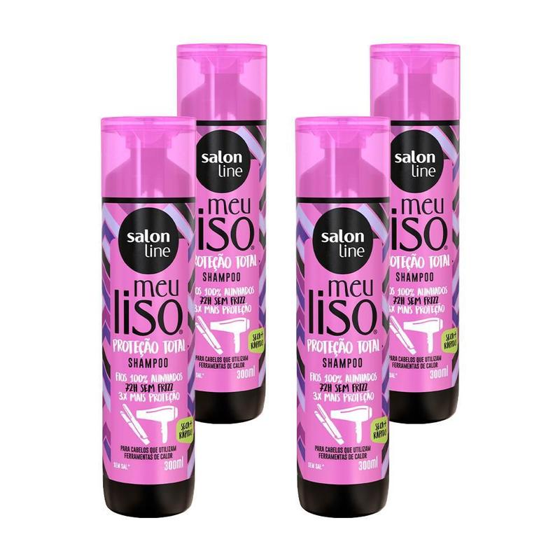 Kit Com 4 Shampoo Salonline Liso Proteção Sem Frizz 300Ml - Salon Line ...