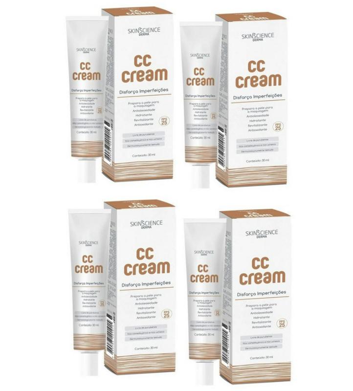 Kit com 4 Skinscience Derma CC Cream Bege Médio Cimed 30ml - CC Cream ...