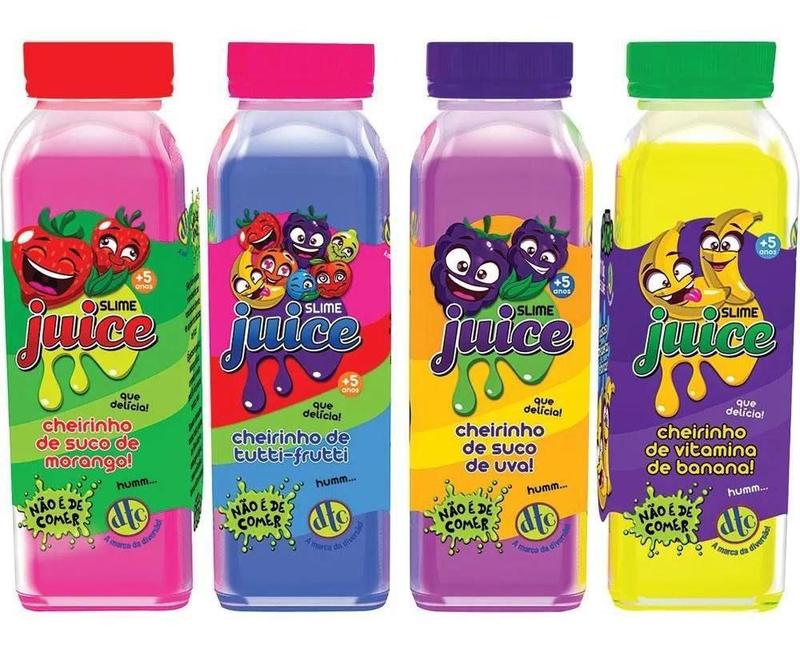 Kit Com 4 Slime Juice Suco Frutas Cheirinho 265g Dtc 5207 - Slime ...
