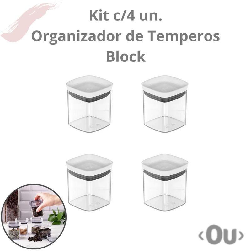 Kit com 4 unidades de Pote Hermético Organizador Block 150 ml - Porta ...