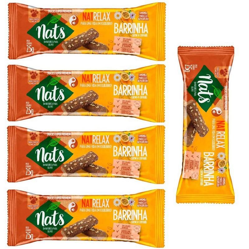 Kit com 5 Barrinhas de Carne e Cereais NatRelax para Cães Nats (25g ...