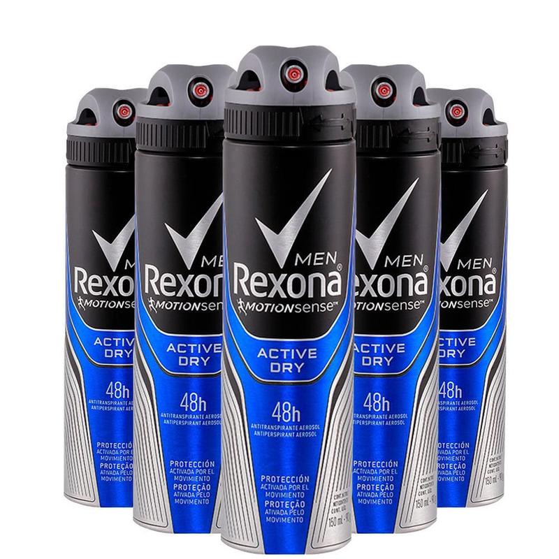 Kit Com 5 Desodorante Masculino Rexona Active Dry 48H 90G - Desodorante ...