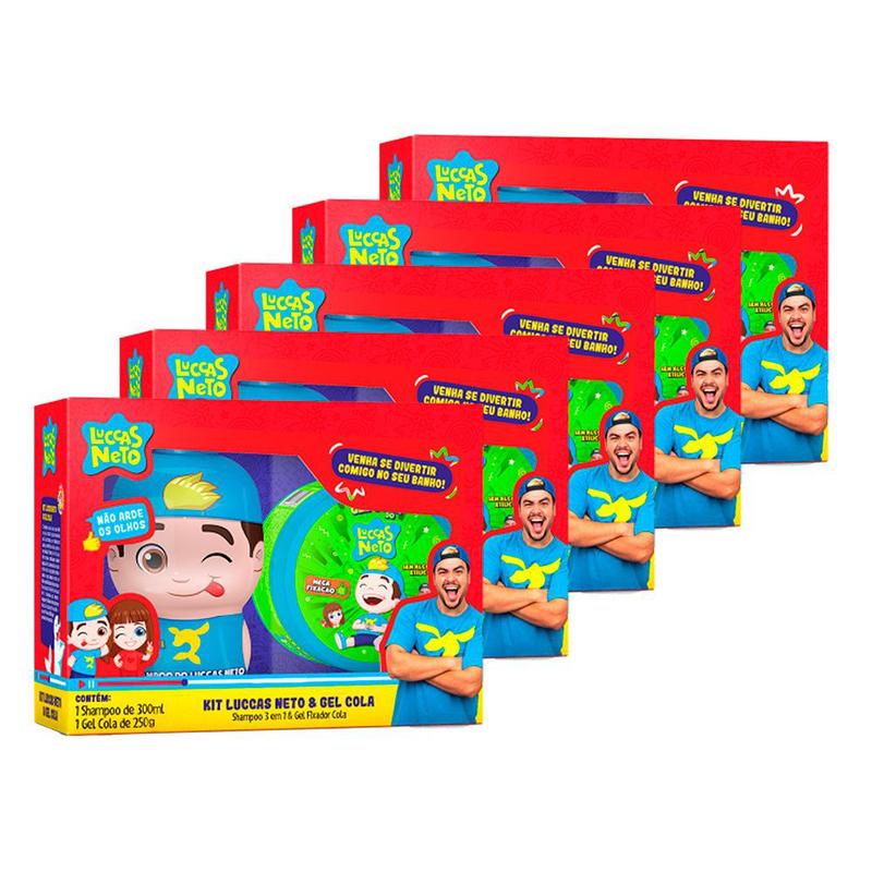 Kit com 5 Infantil Luccas Neto Cia da Natureza Shampoo 300ml 3em1+Gel ...