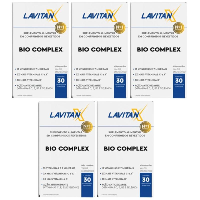 Kit com 5 Multivitaminico Lavitan X Bio Complex Cimed com 30 ...
