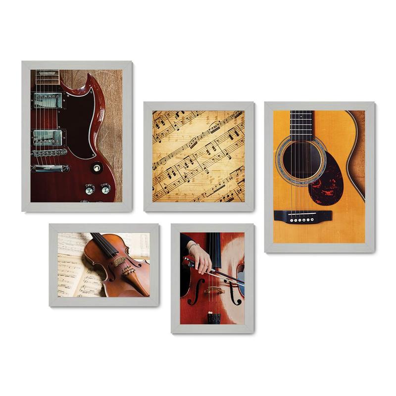 Kit Com 5 Quadros Decorativos - Instrumentos Musicais - Música - Escola ...