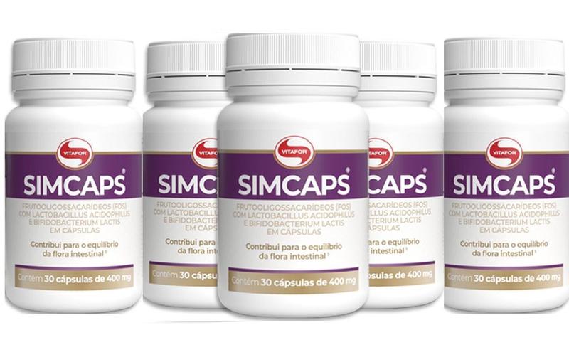 KIT COM 5 SIMCAPS 30 Cápsulas 400 mg - VitaFor - Probiótico em Cápsulas - Lactobacilos ...