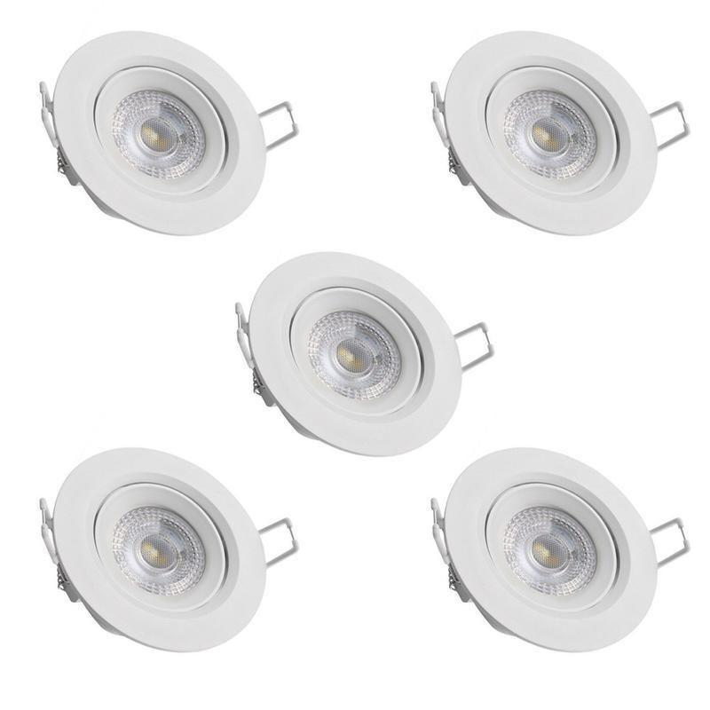 Kit Com 5 Spots De Led Redondo Para Embutir 5W 6500K Ctb - Spot ...