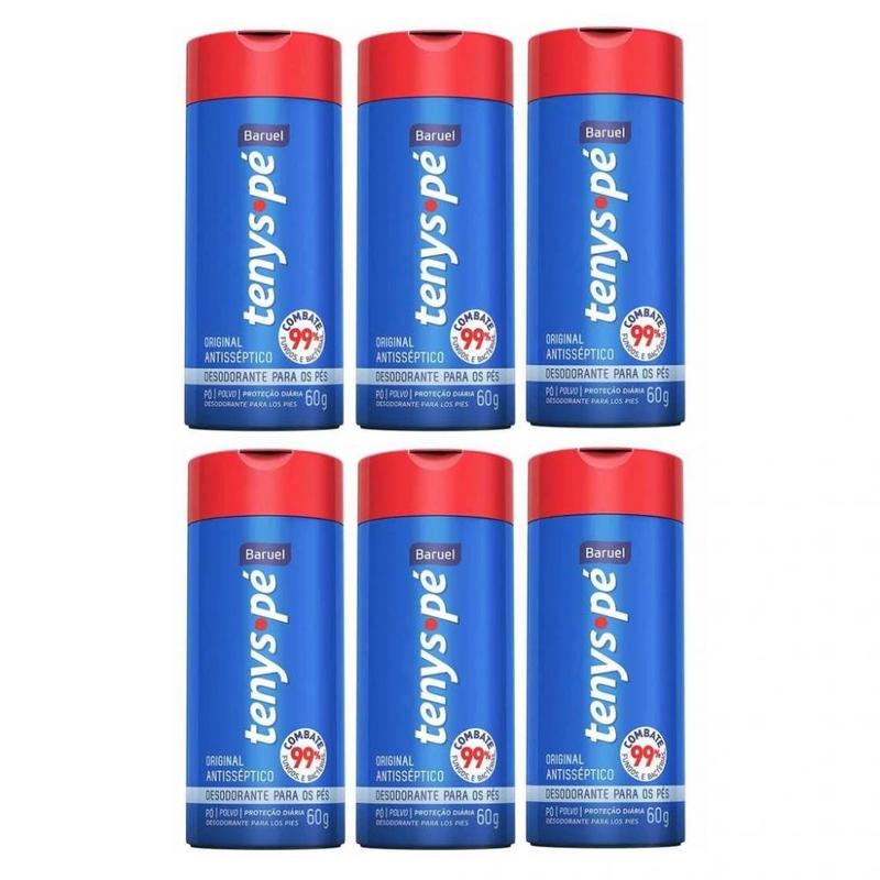 Kit com 6 Talcos Tenys Pe Original Baruel 60g - Desodorante para Pés - Magazine Luiza