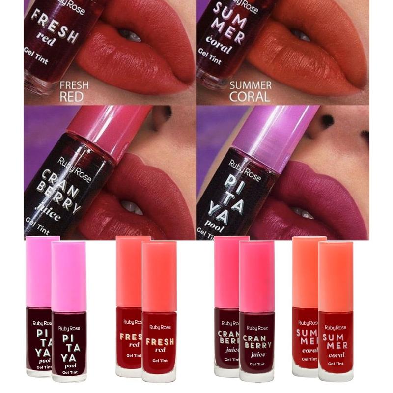 Kit Com 8 Gel Lip Tint Ácido Hialurônico 4 Cores Ruby Rose - Lip Tint ...